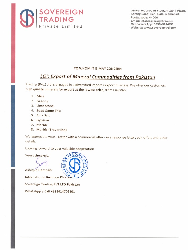 FCO - Minerals Export Form Pakistan | PDF