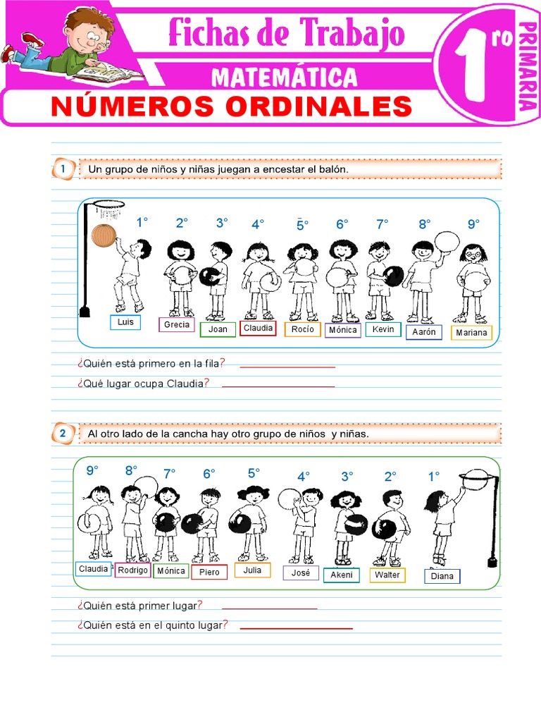 Ejercicios de Números Ordinales 2° Grado | PDF