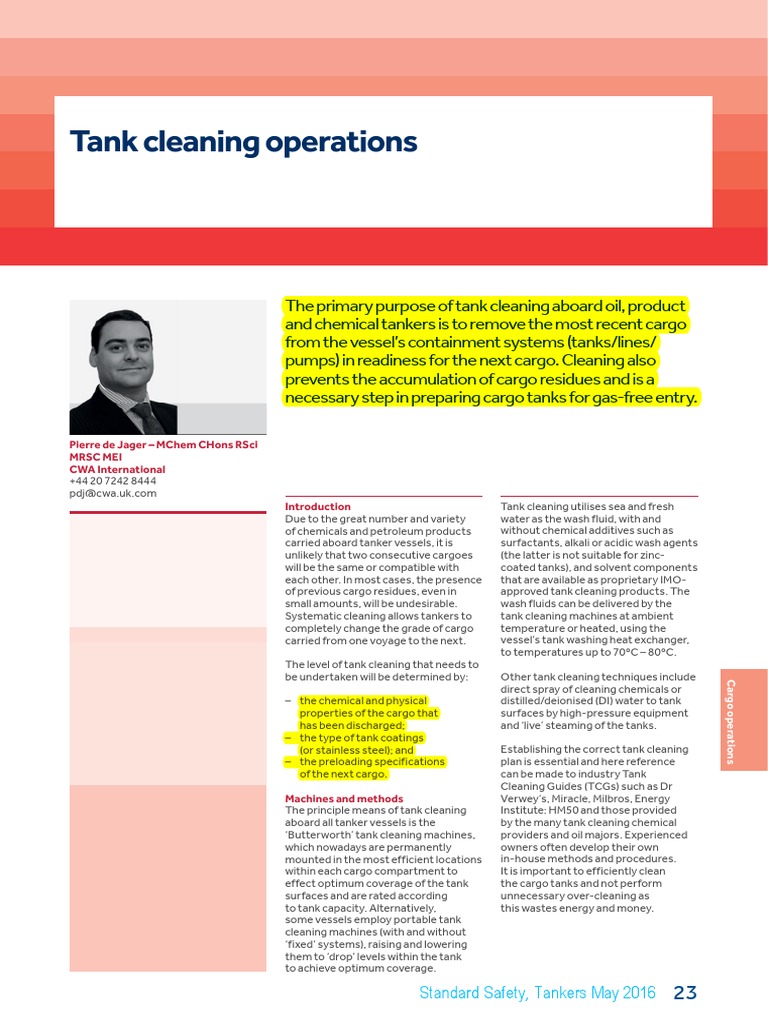 Tank Cleaning Operations: Standard Safety, Tankers May 2016 | PDF | Oil ...
