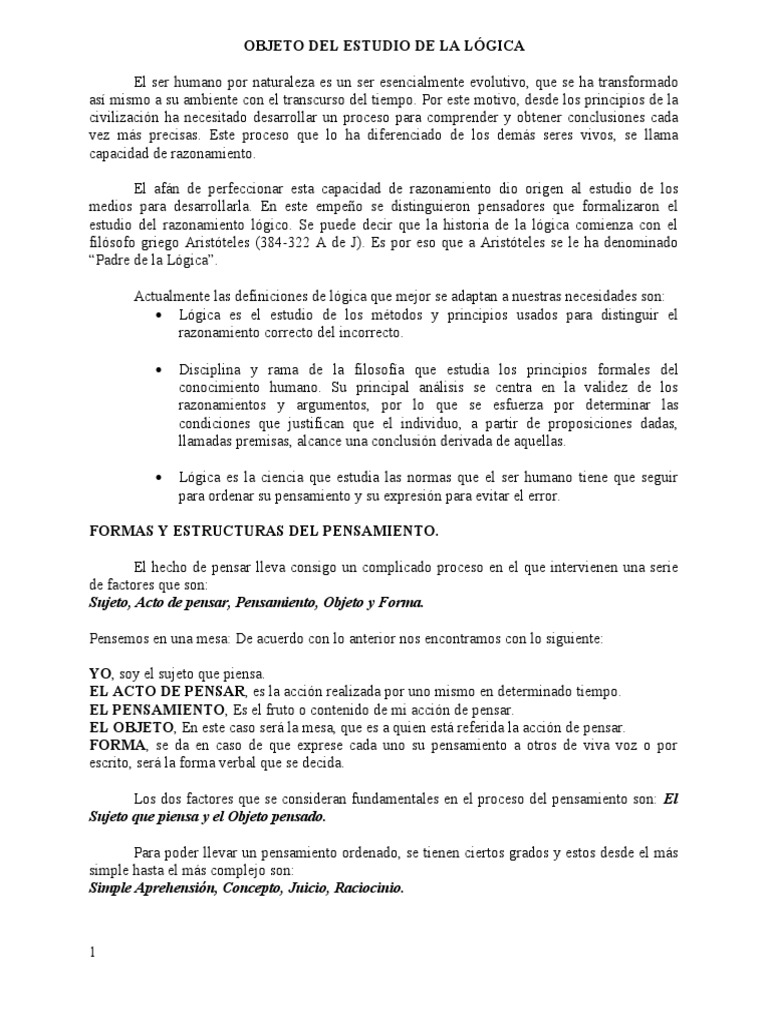 Objeto Del Estudio de La Lógica | PDF | Proposición | Razón