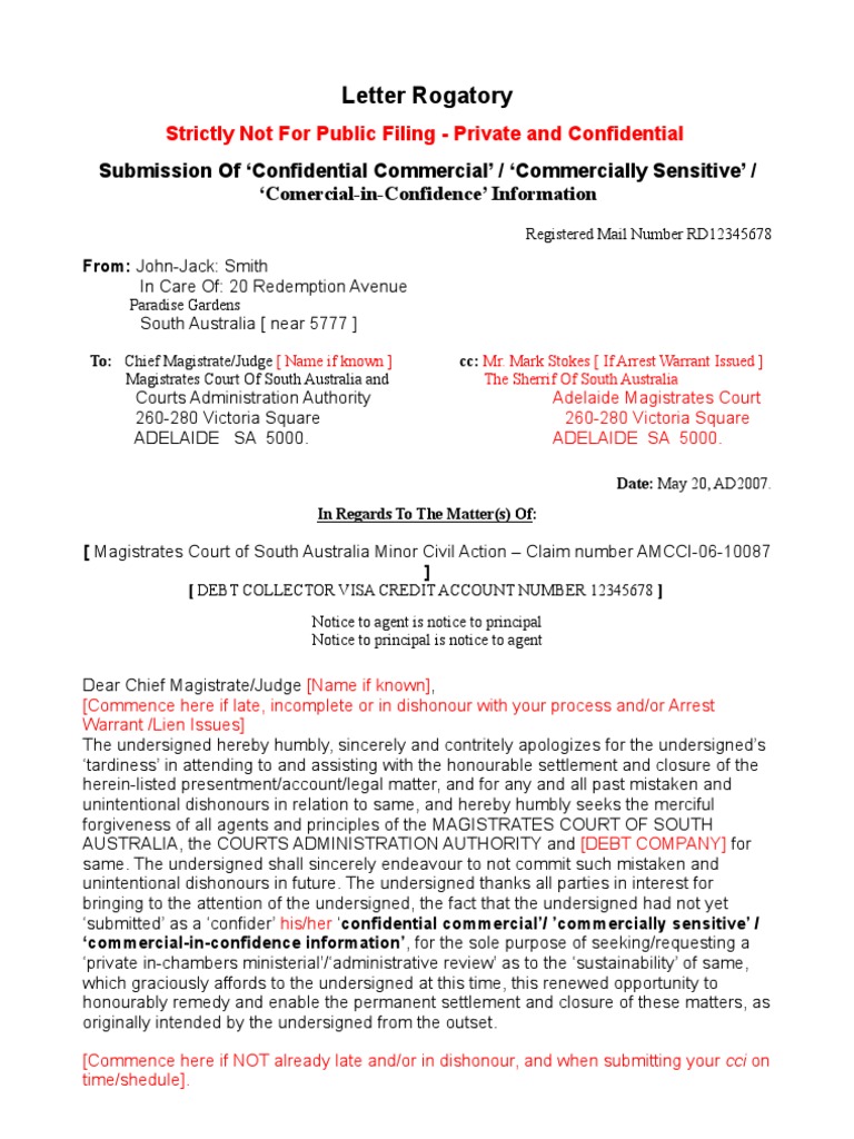 Generic Letter Rogatory-CCISubmission | Magistrate | Money Order