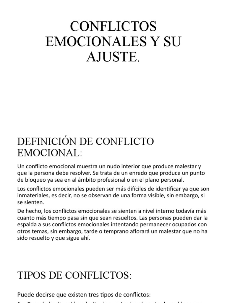 CONFLICTOS EMOCIONALES Y SU AJUSTE y Manejo Del Estr S. | PDF | Las emociones | Estrés (biología)