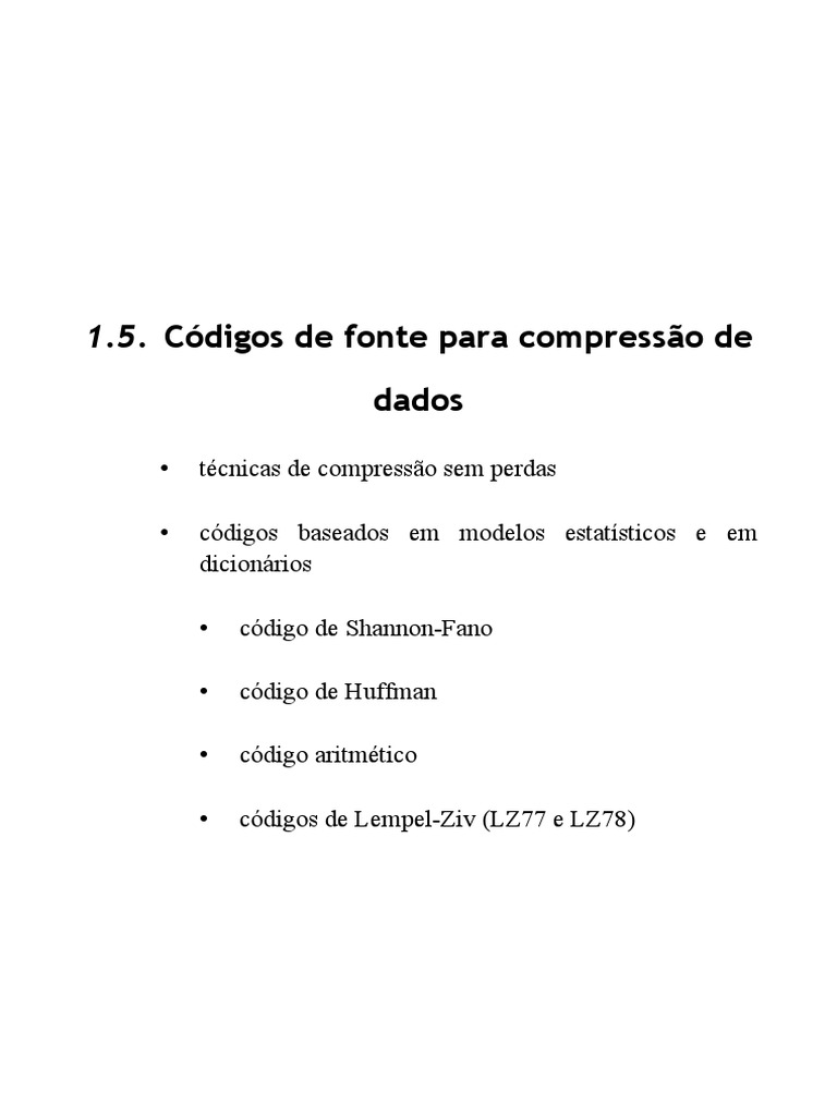 Compressão de Dados | PDF | Compressão de dados | Números