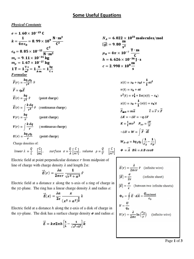 Formula Sheet FE - W21 | Download Free PDF | Capacitance | Capacitor