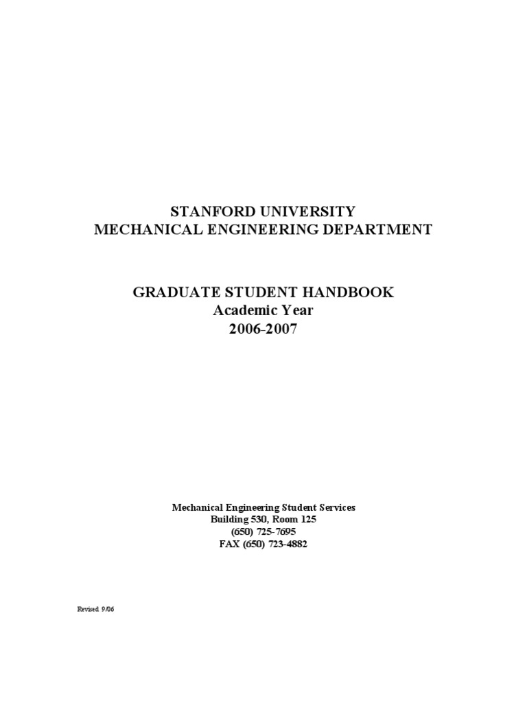 Stanford University Mechanical Engineering Department | PDF | Graduate ...