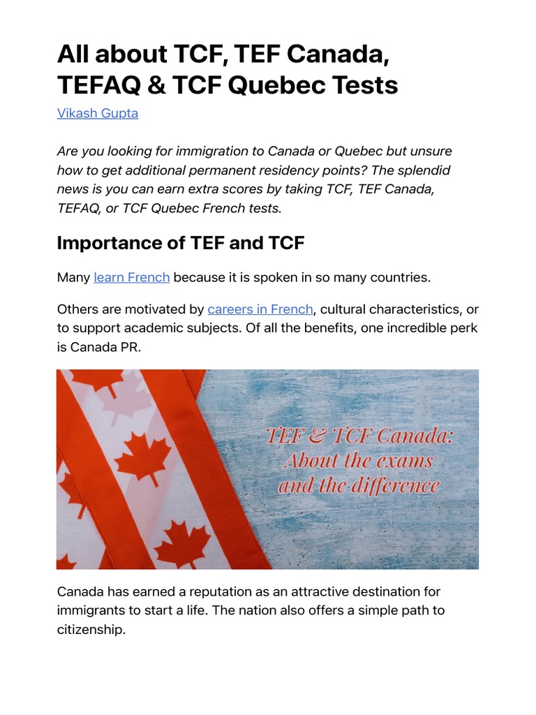 Ultimate Guide On TEF Canada, TCF, TEFAQ, TCF Quebec Tests | Download ...