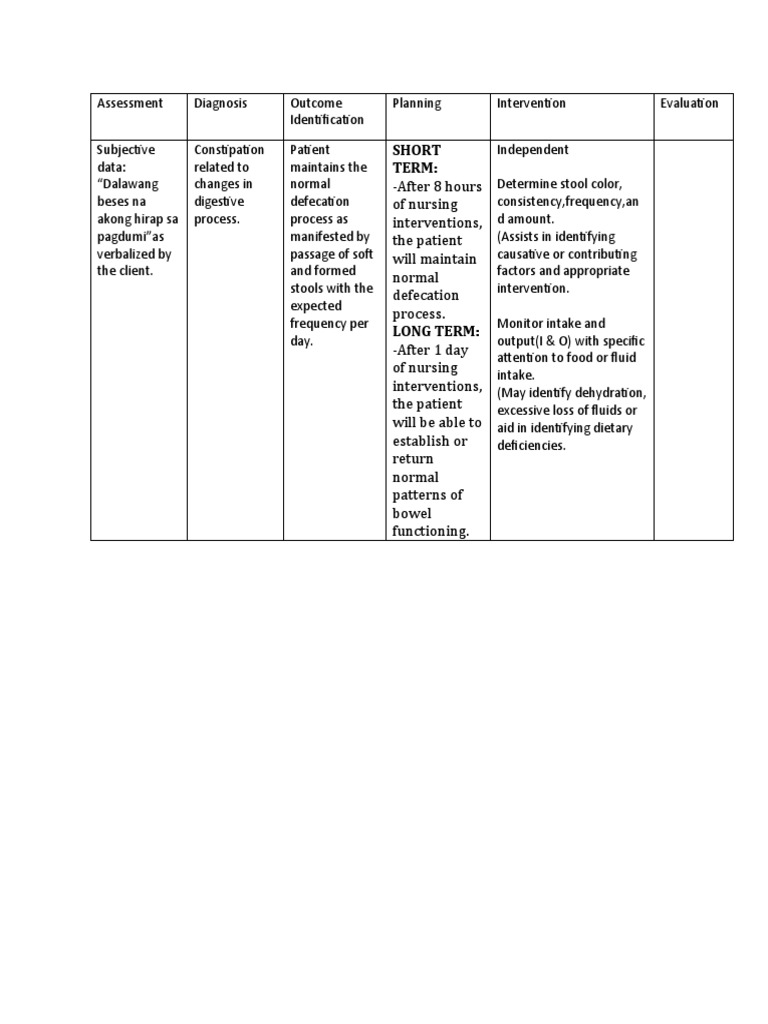Nursing Interventions for Constipation Management | PDF