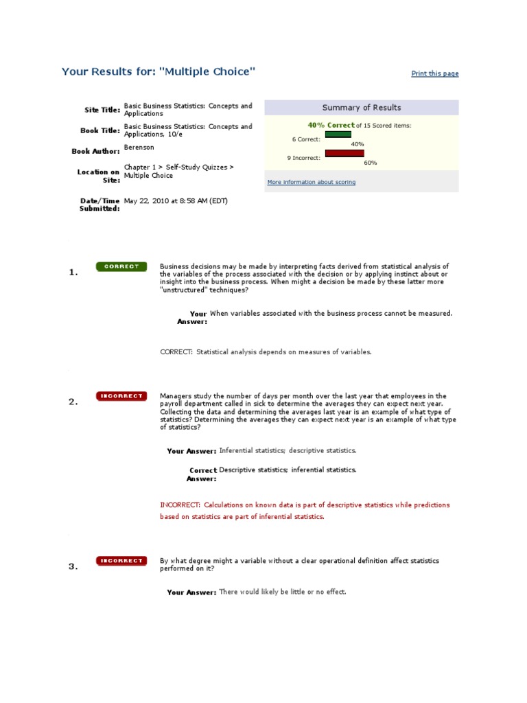 Your Results For: "Multiple Choice": Site Title: Book Title: Book ...