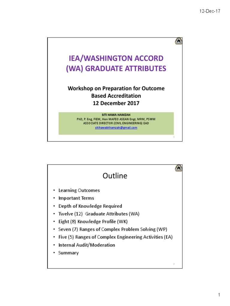 Iea/Washington Accord (Wa) Graduate Attributes: Outline | PDF ...