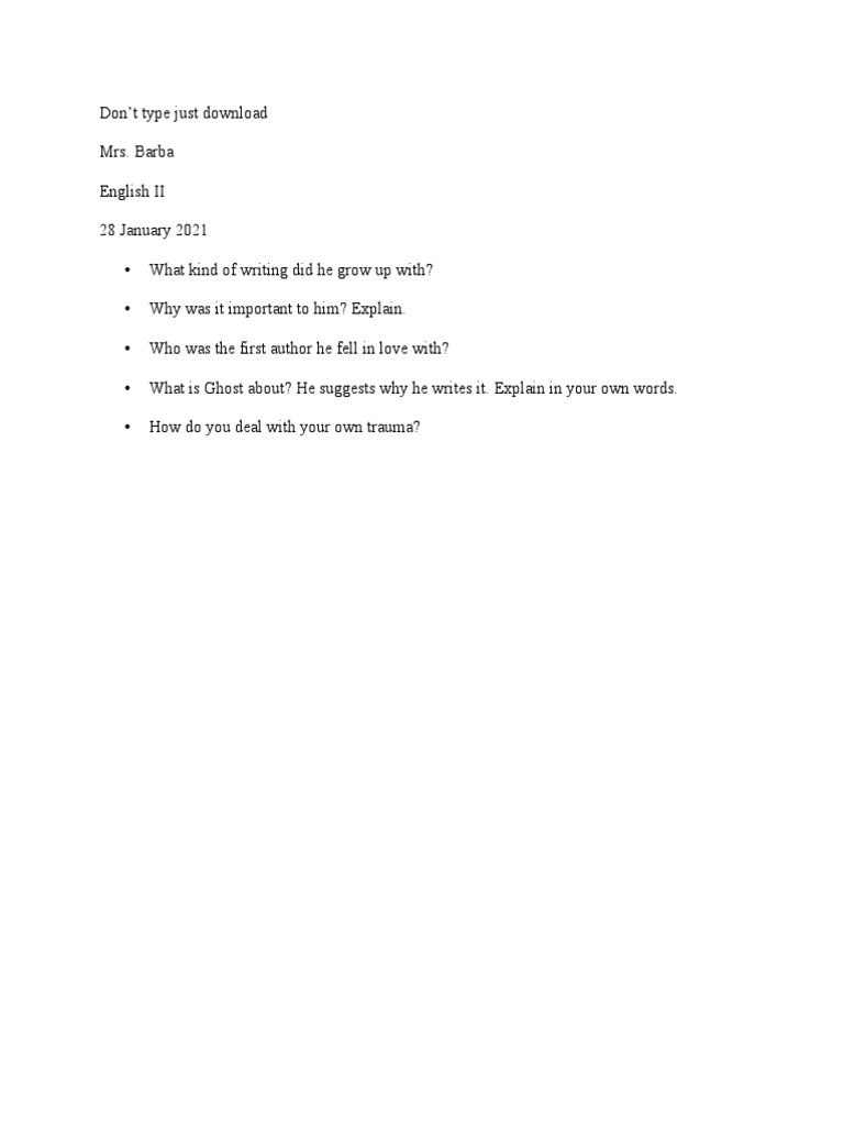 Jason Reynolds Video Questions | PDF | Self-Improvement | Poetry