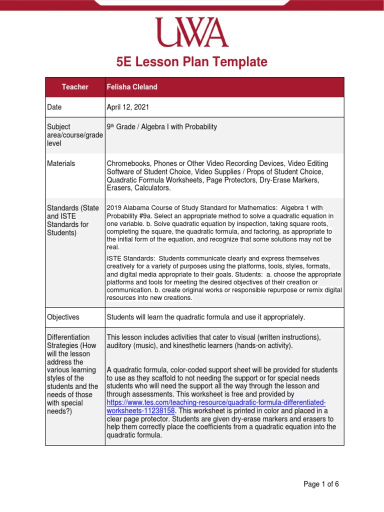 Algebra I: Engaging Quadratics Lesson | PDF | Quadratic Equation ...
