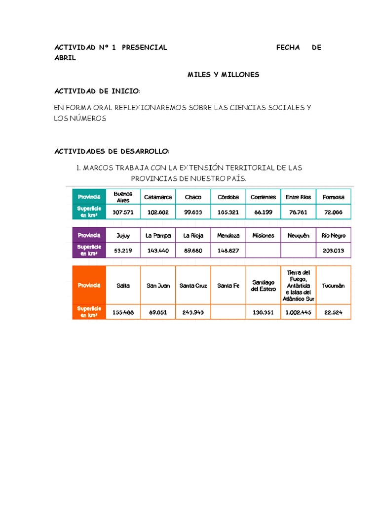 Actividades Nº1 de Matemática 6 Grado para Imprimir | PDF | Decimal ...