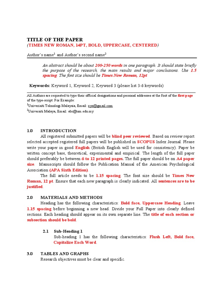 Full Paper Format Headway 1 | Download Free PDF | Paragraph | Reserved Word