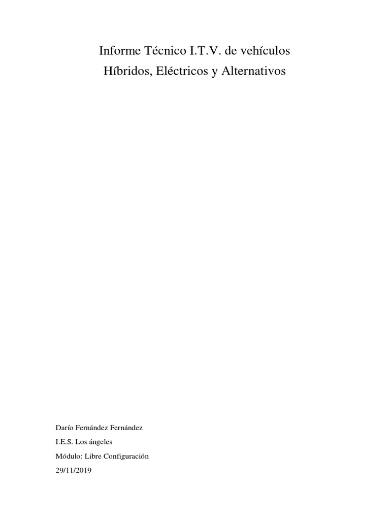 Informe Técnico ITV | PDF | Vehículo Híbrido Eléctrico | Coche