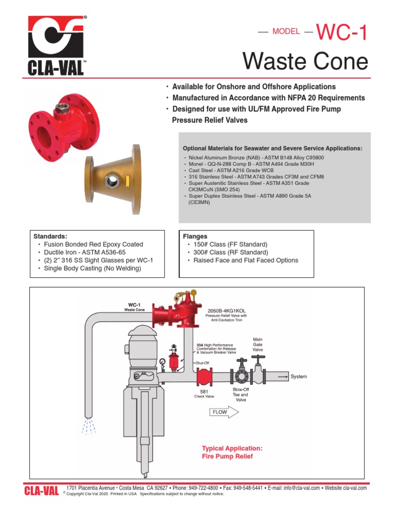 Waste Cone Cla-Val | PDF | Stainless Steel | Steel