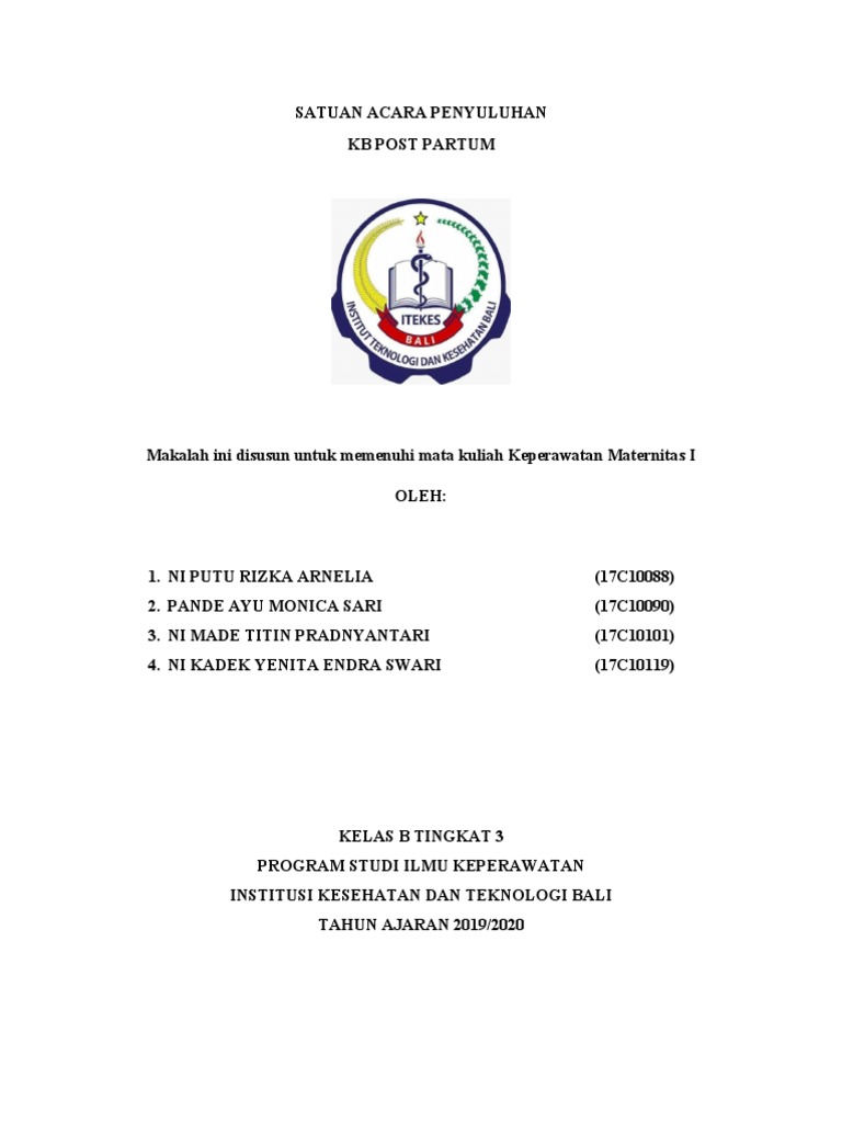 Sap KB Post Partum | PDF | Pengembangan Diri | Kesehatan Holistik