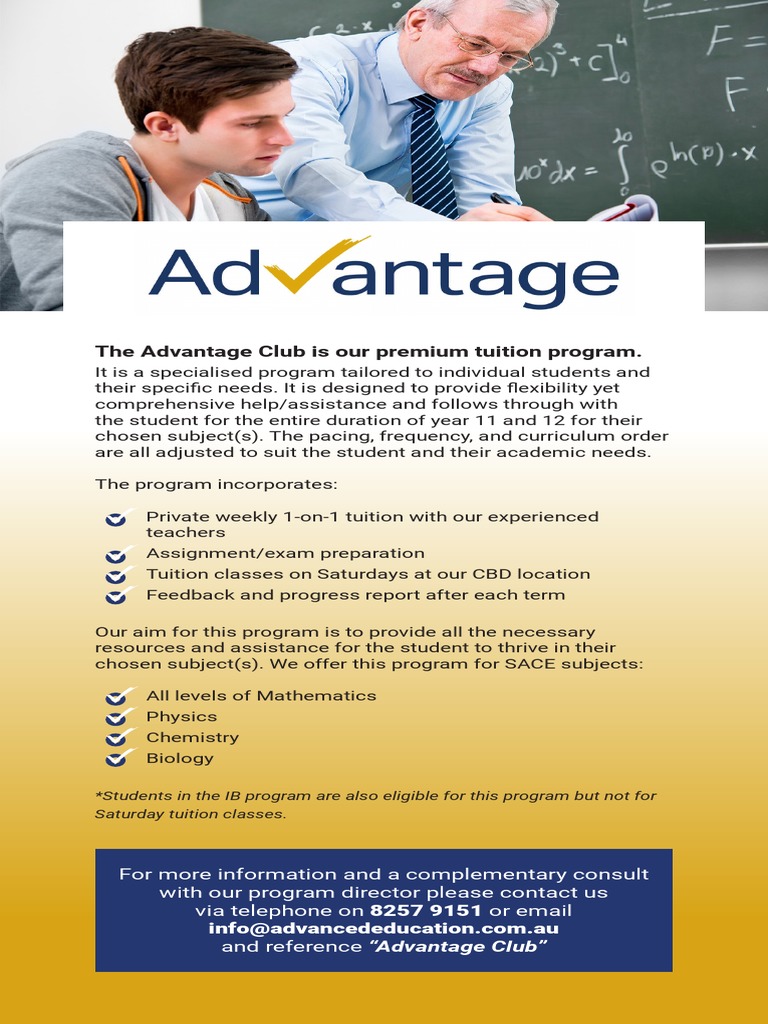 The Advantage Club Is Our Premium Tuition Program | PDF | Test ...