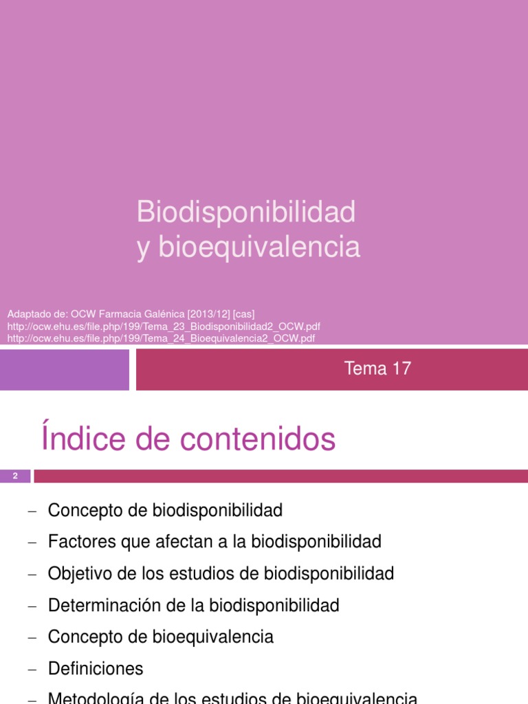 Biodisponibilidad y Bioequivalencia | PDF | Biodisponibilidad | Medicamentos con receta