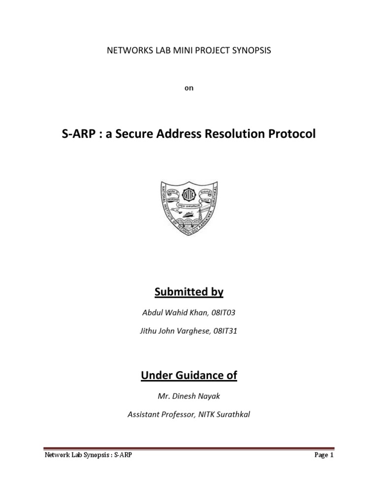 S-ARP: A Secure Address Resolution Protocol: Networks Lab Mini Project ...