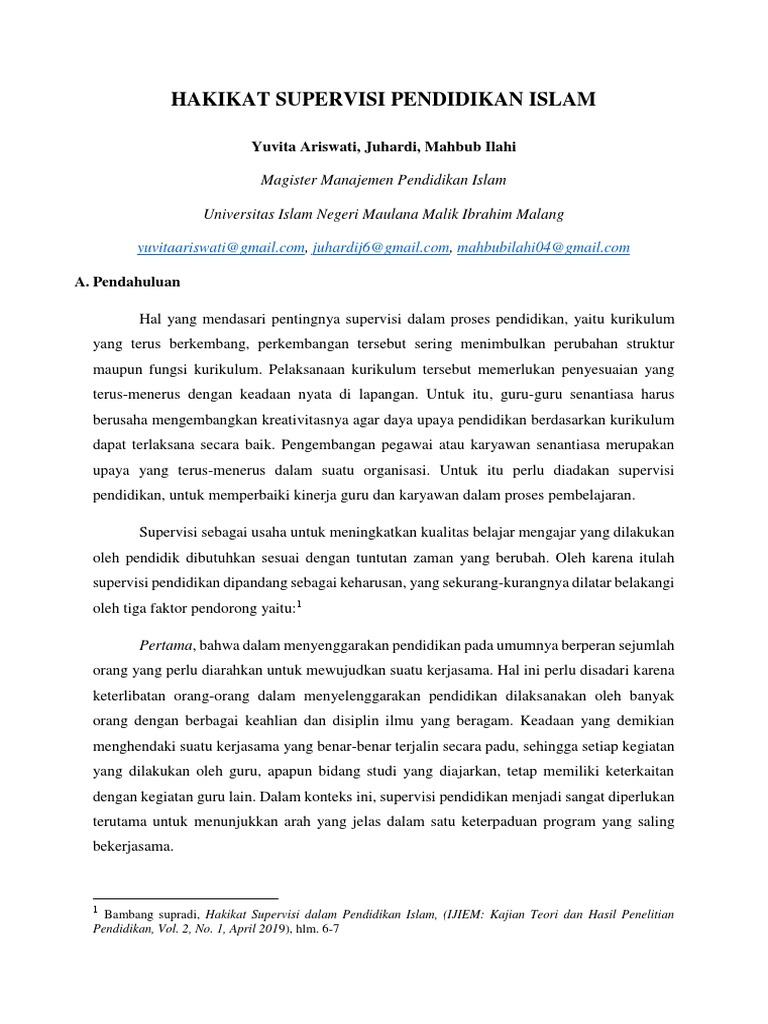 Hakikat Supervisi Pendidikan Islam | PDF