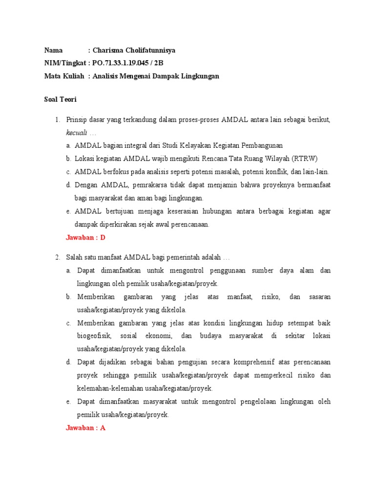 Manfaat AMDAL bagi Pemerintah dan Analisis | PDF | Seni | Sains ...