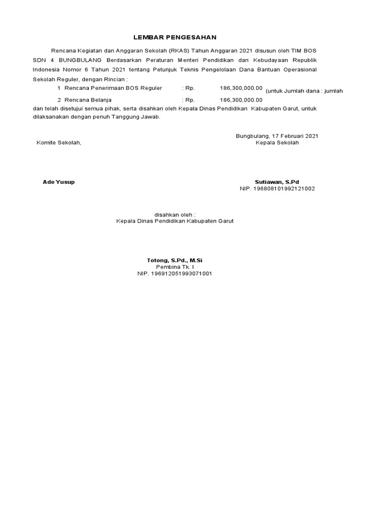 Contoh Lembar Pengesahan | PDF