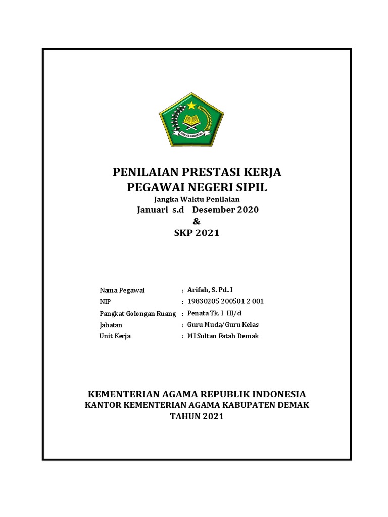 CONTOH URUTAN LEMBAR PENILAIAN SKP - PPK 2020 Dan FORM SKP 2021-OK | PDF