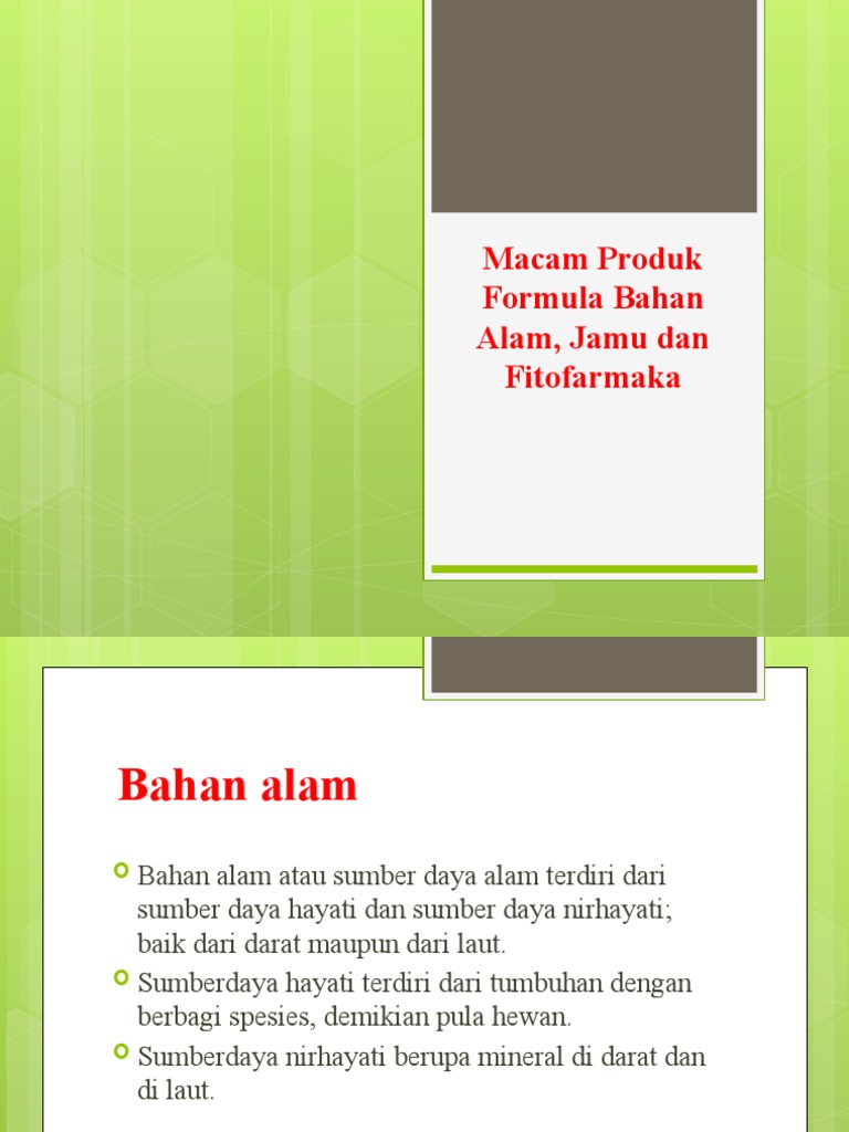 Macam Produk Formula Bahan Alam, Jamu Dan Fitofarmaka | PDF