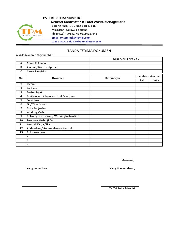Tanda Terima Invoice | PDF