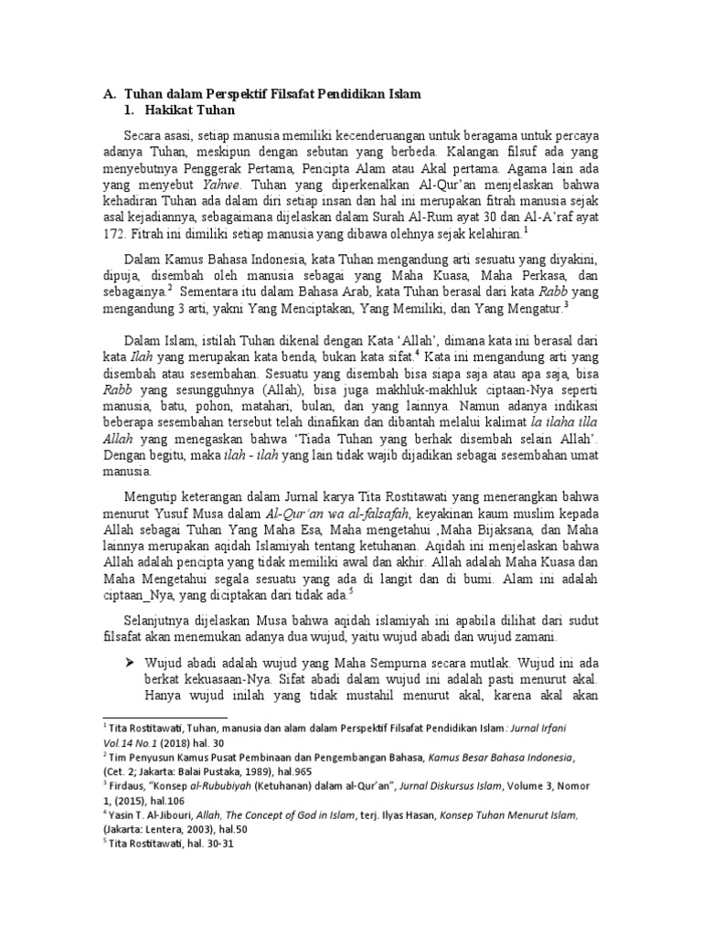 Tuhan Dalam Perspektif Filsafat Pendidikan Islam | PDF