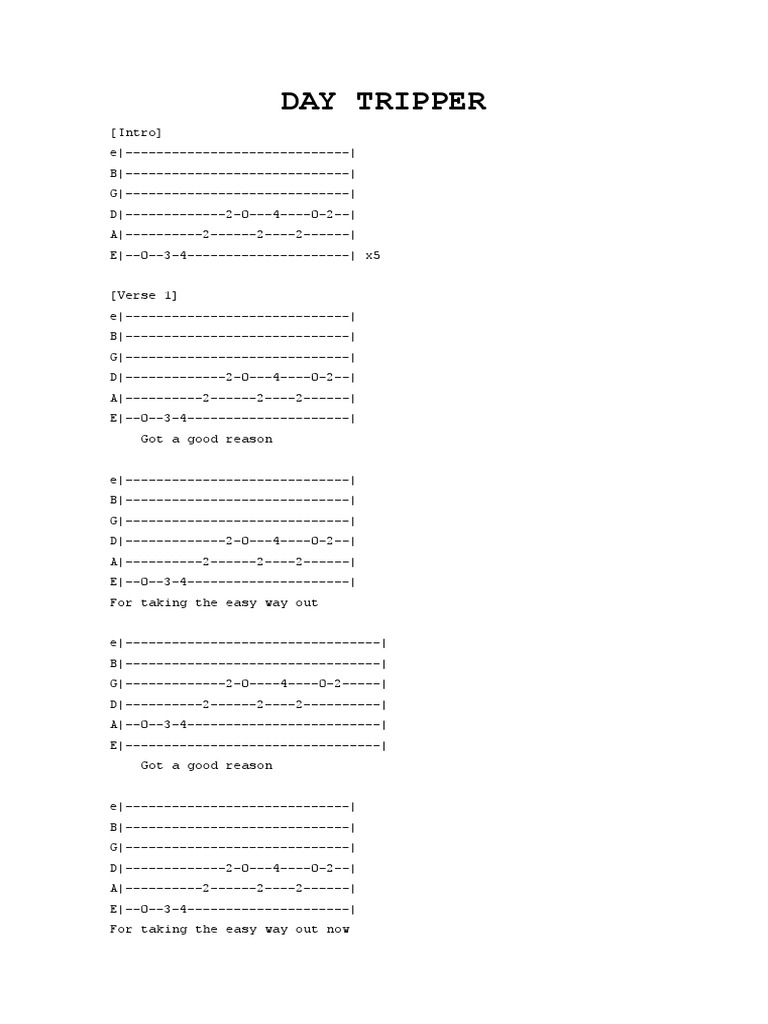 Day Tripper | PDF | Song Structure | Musical Forms
