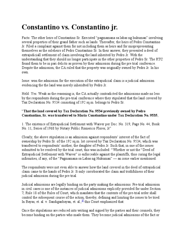 Constantino Vs Constantino | PDF | Lawsuit | Judiciaries