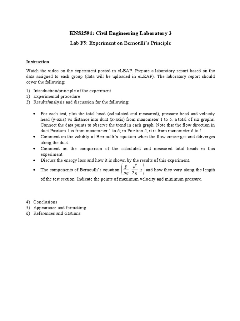 F5 Experiment of Bernoulli Principle | PDF | Teaching Methods & Materials