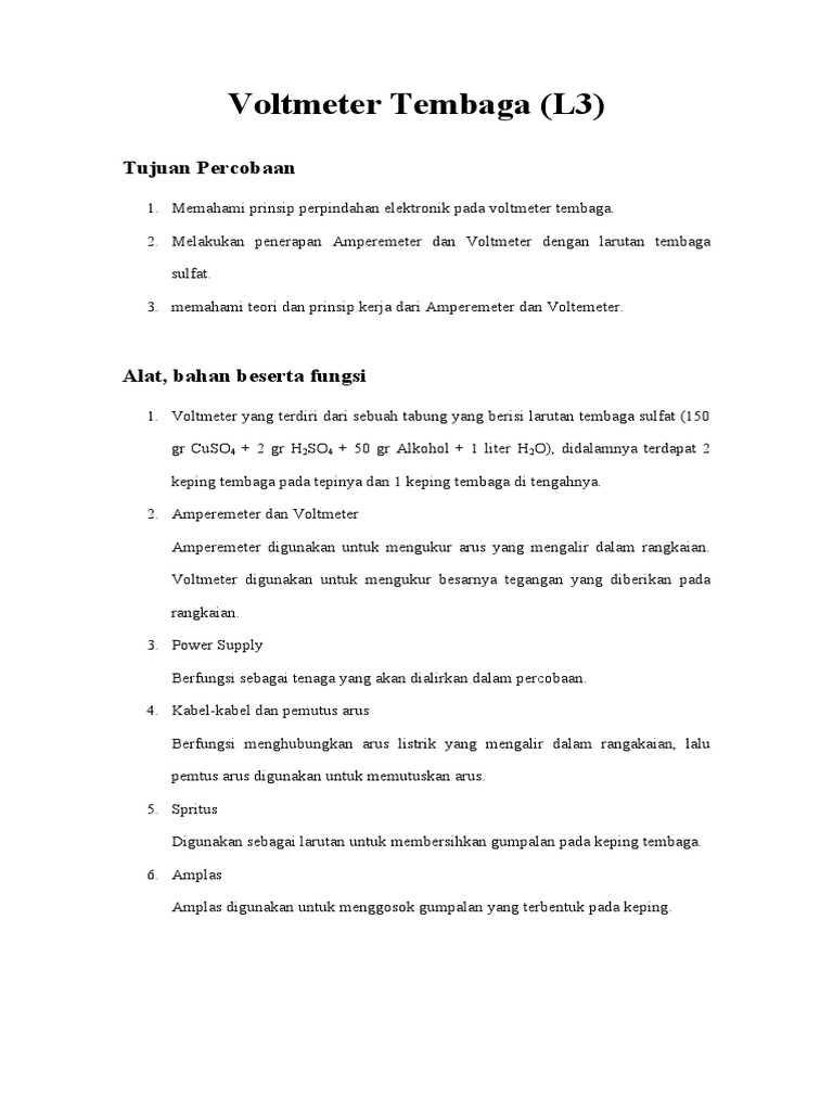 Voltmeter Tembaga (L3) | PDF