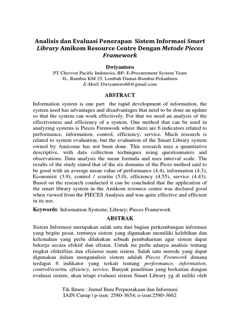 Library Amikom Resource Centre Dengan Metode Pieces Framework | PDF ...