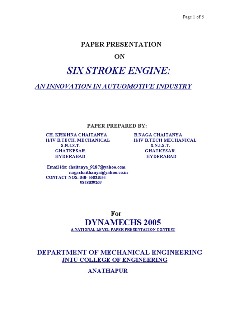 6 Stroke (JNTU ATP) | PDF | Internal Combustion Engine | Cylinder (Engine)