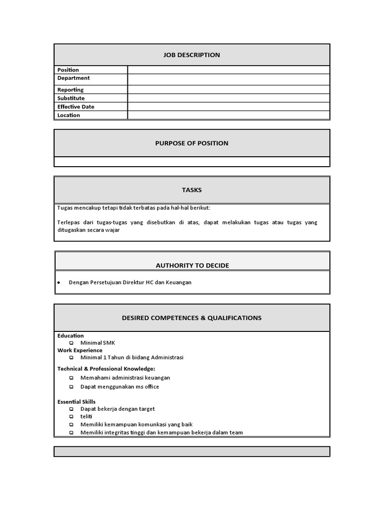 Contoh Job Desk | PDF | Competence (Human Resources) | Human Nature