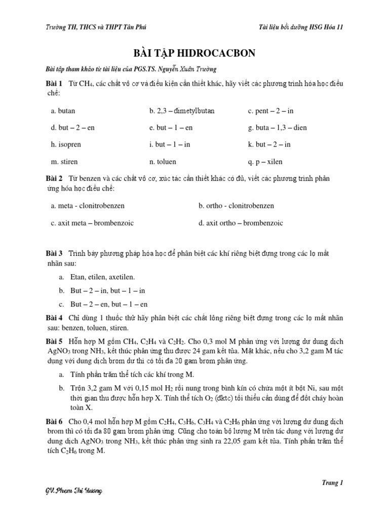 HSG Hóa 11 Hidrocacbon | PDF