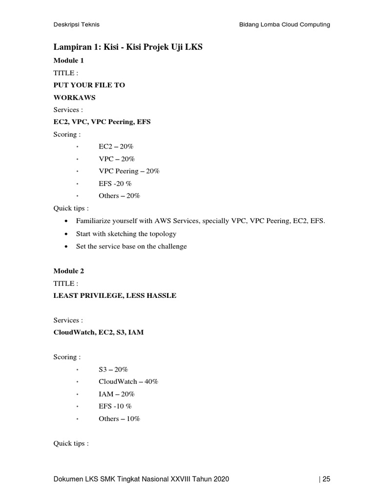Lampiran 1: Kisi - Kisi Projek Uji LKS: Deskripsi Teknis Bidang Lomba ...