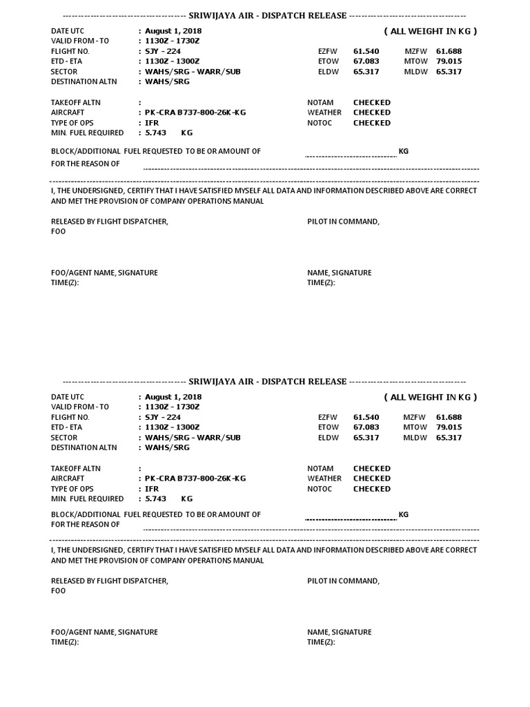 Dispatch Release SRG Sub | PDF | Instrument Flight Rules | Transport Safety