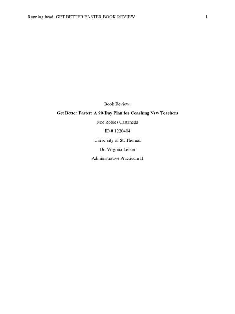 Robles Castaneda Noe Get Better Faster Book Review | PDF | Classroom ...