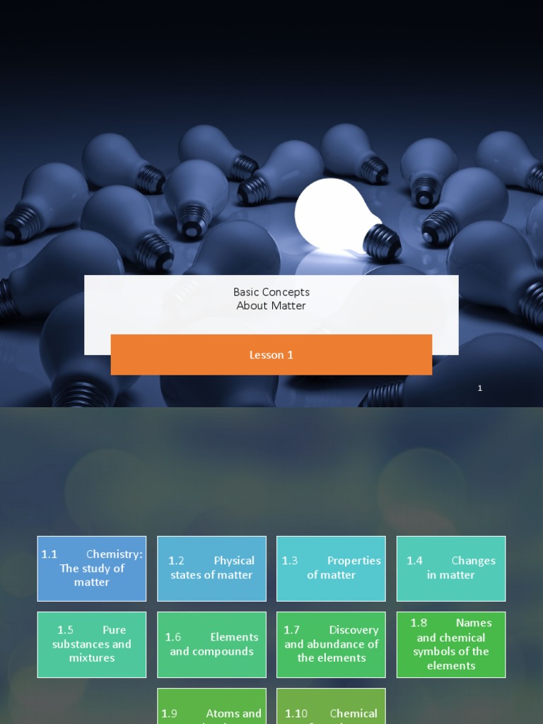 1-Basic Concepts About Matter | PDF | Chemical Substances | Matter