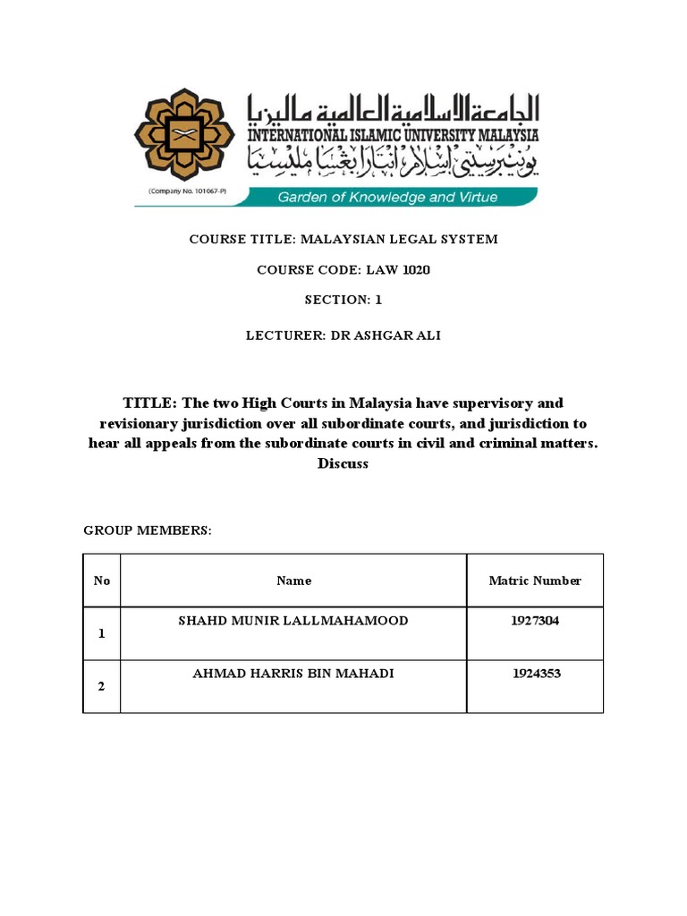 Revisionary and Supervisory Jurisdiction of The High Court in Malaysia | PDF | Sentence (Law ...