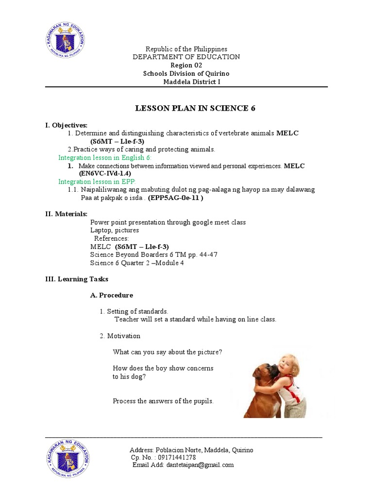 Lesson Plan in Science 6 Cot 1 | PDF | Invertebrate | Organisms