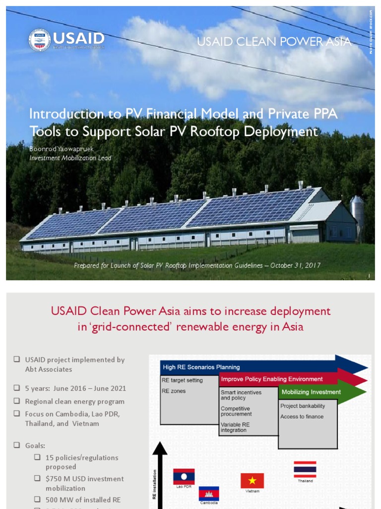 04 IntroFinancialModel PPA Boonrod | PDF | Solar Power | Photovoltaics