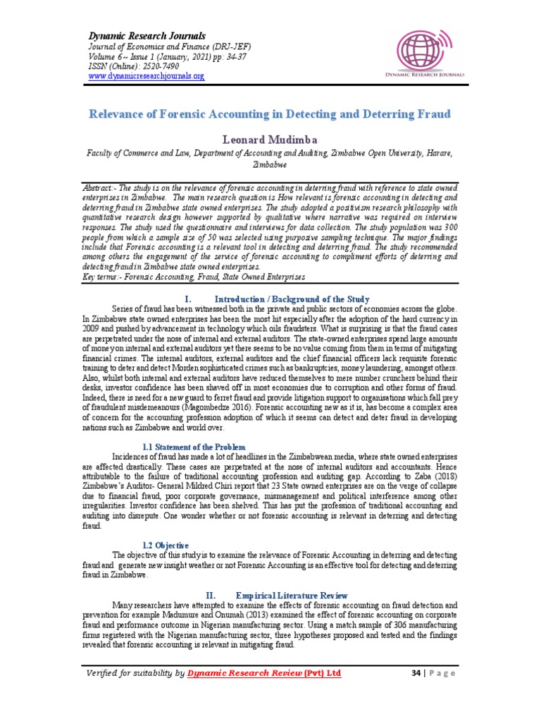 Relevance of Forensic Accounting in Detecting and Deterring Fraud | PDF ...