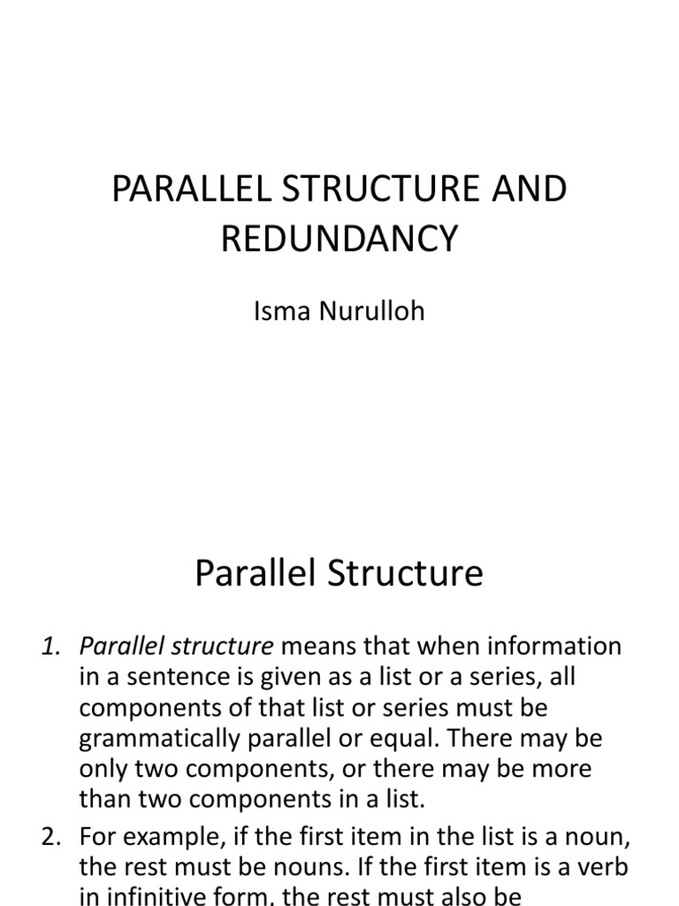 Parallel Structure and Redundancy | PDF