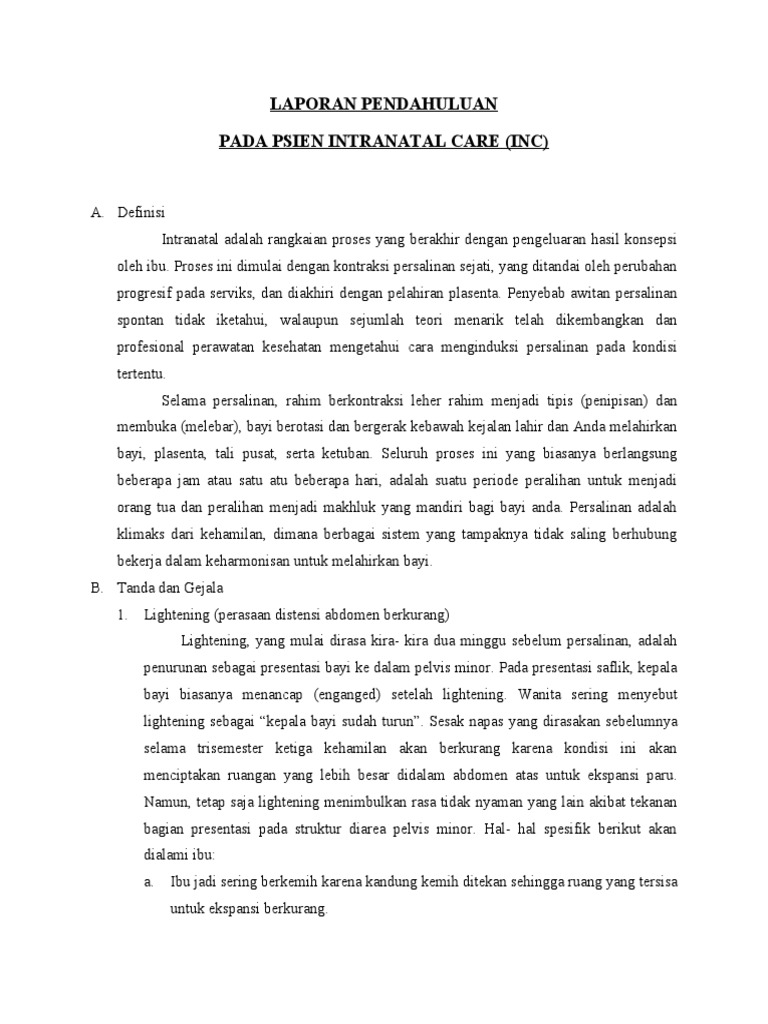 LP Intranatal Care | PDF
