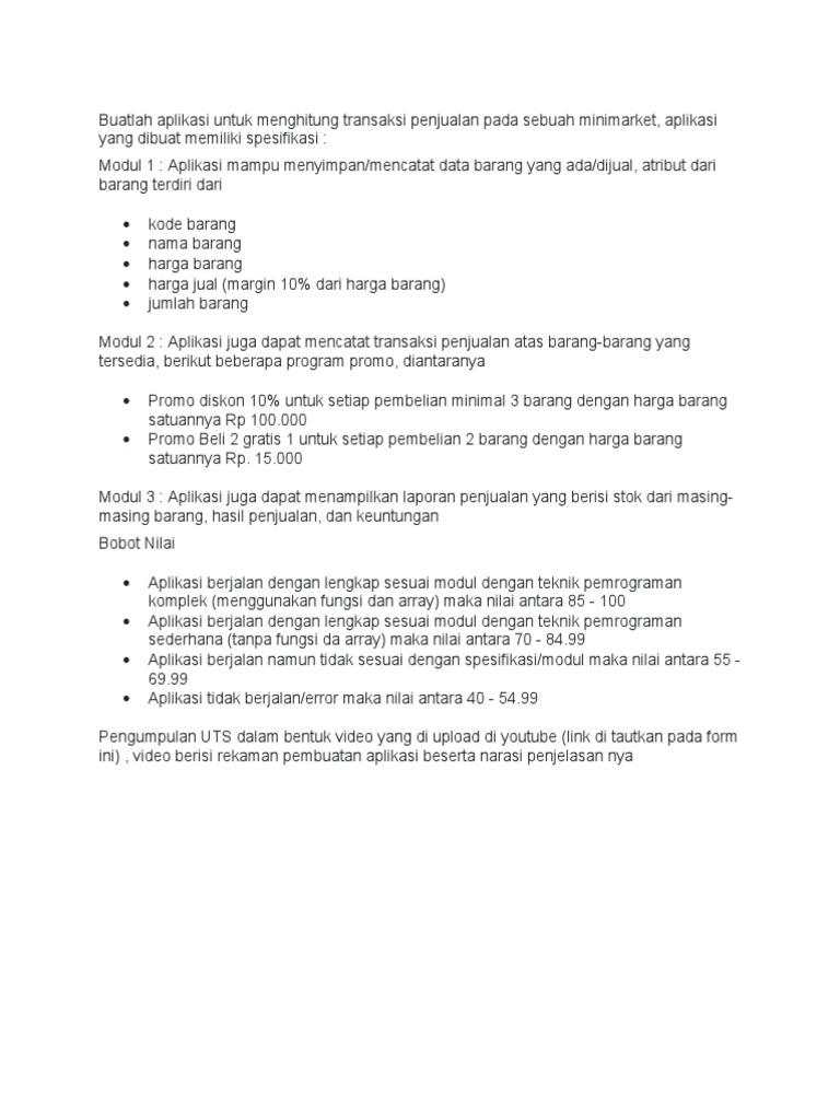 Buatlah Aplikasi Untuk Menghitung Transaksi Penjualan Pada Sebuah ...
