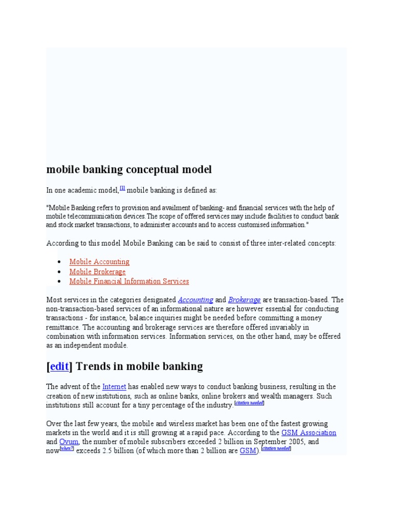 Mobile Banking Conceptual Model Overview | PDF | Business | High Speed ...